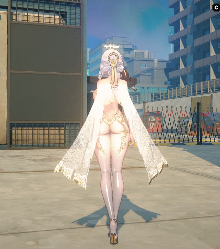 Yixuan Shiyun --- Lustrous Latex Dress White + Gilded Tattoo + Makeup Optimization + Lace ...